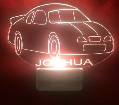 Race Car Night Light Personalize LED Plug In MultiColor With Dusk to ...