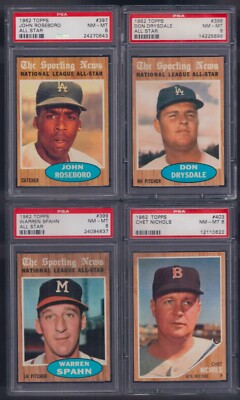 PSA 8 1962 Topps #399 Warren Spahn National League All-Star ONLY READ ...