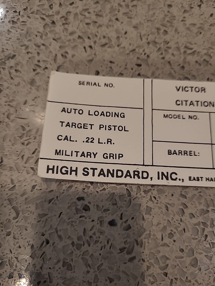 High Standard East Hartford Factory Original Blank Box Side Labels ...