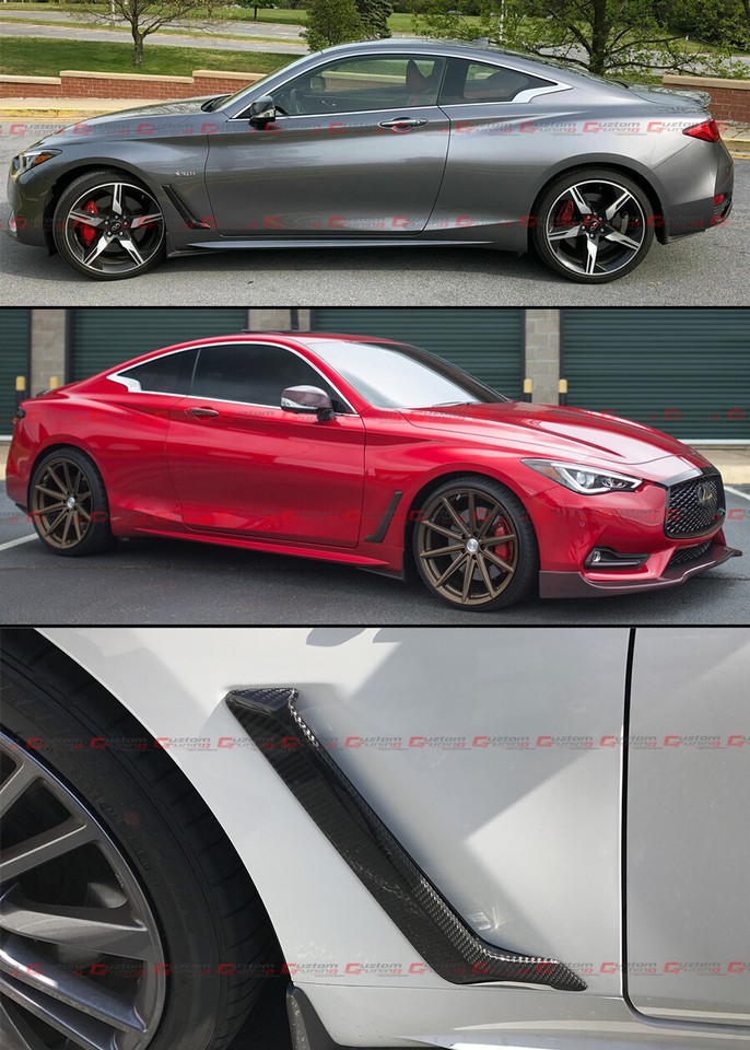 FOR 2017-2022 INFINITI Q60 REAL CARBON FIBER FRONT FENDER SIDE VENT ...