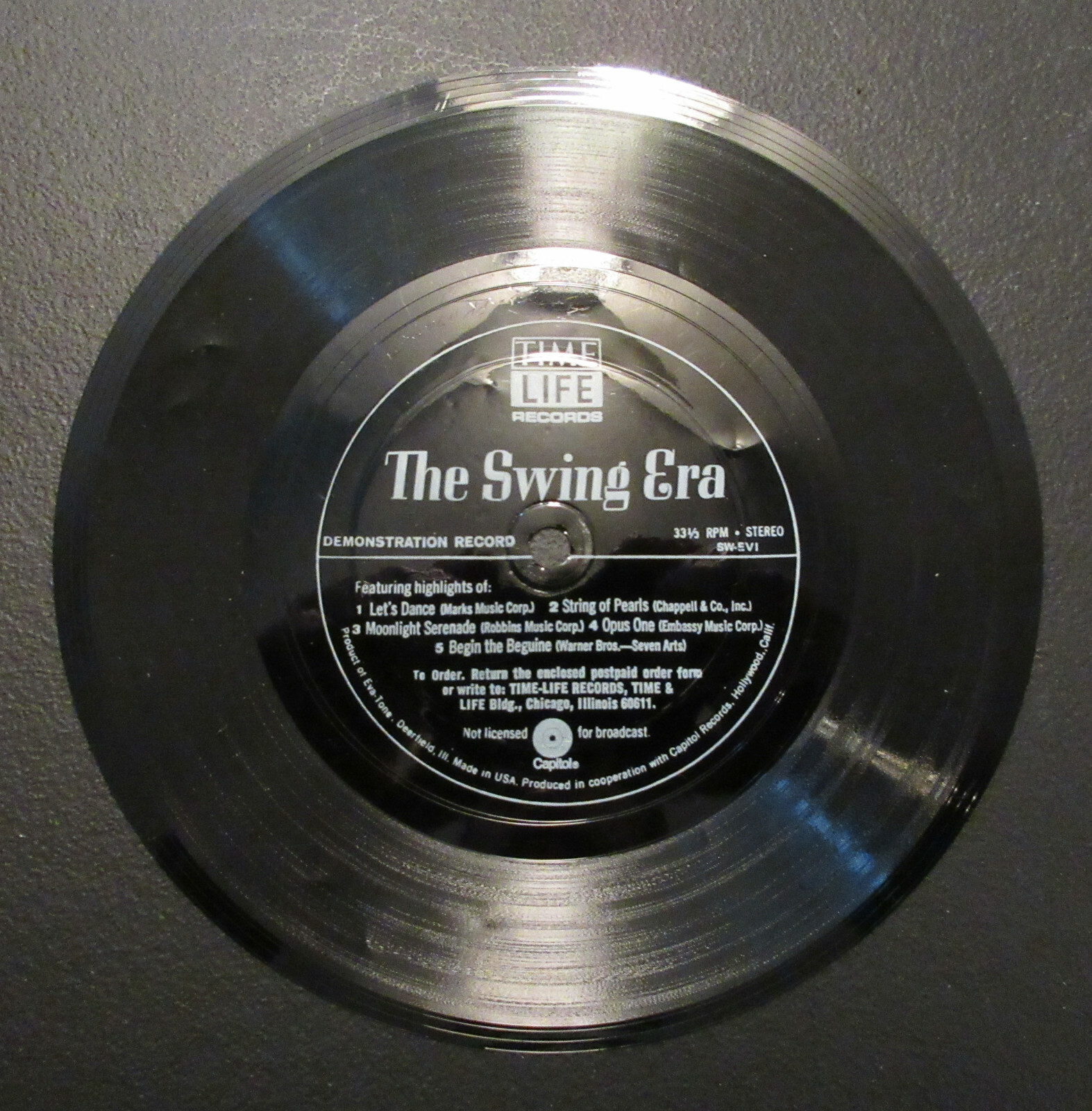 Time Life "The Swing Era" 33 1/3 Stereo Demo record Capitol Records ...