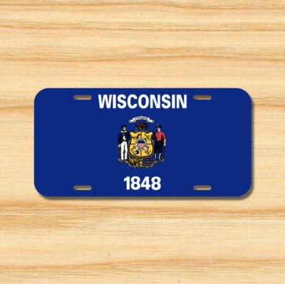 Wisconsin State Flag License Plate Vehicle Auto Tag Milwaukee WI FREE ...