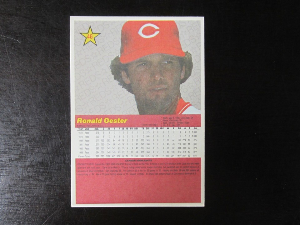 1984 Donruss Action All Star # 46 Ron Oester Autograph / Signed Card ...