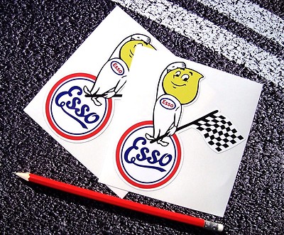 ESSO Saluting Flame Person Classic Chequered Flag Stickers Retro ...