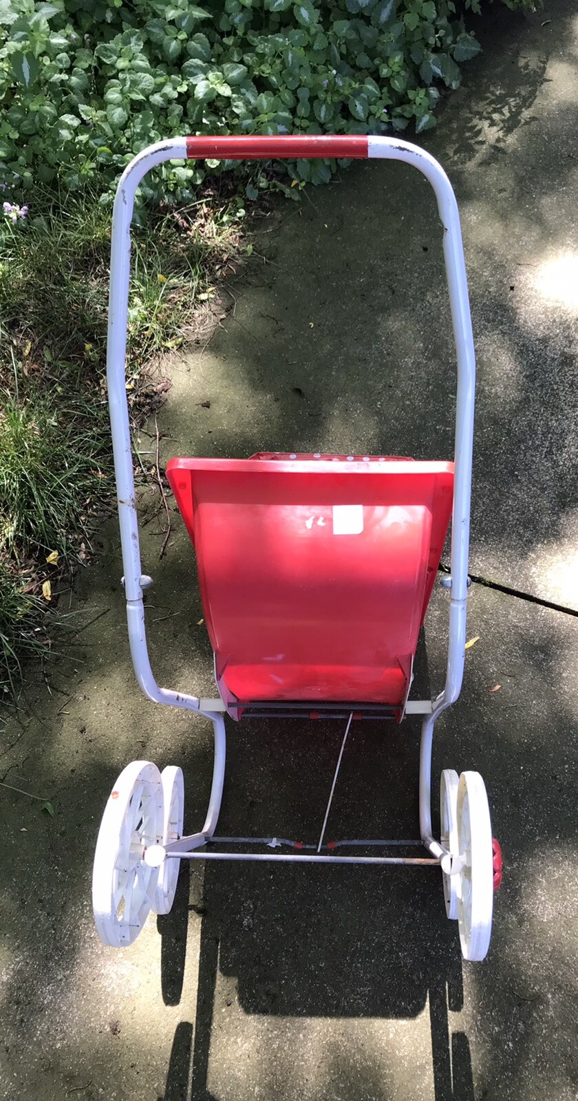 Vintage 1960s Metal Rocking Baby Doll Toy Carriage Stroller Buggy Red ...