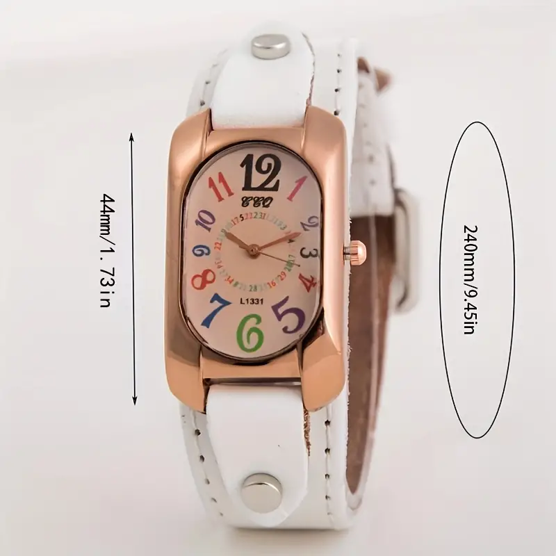 Colorful Numerals Quartz Watch Vintage Oval Design Chic Analog Orange ...