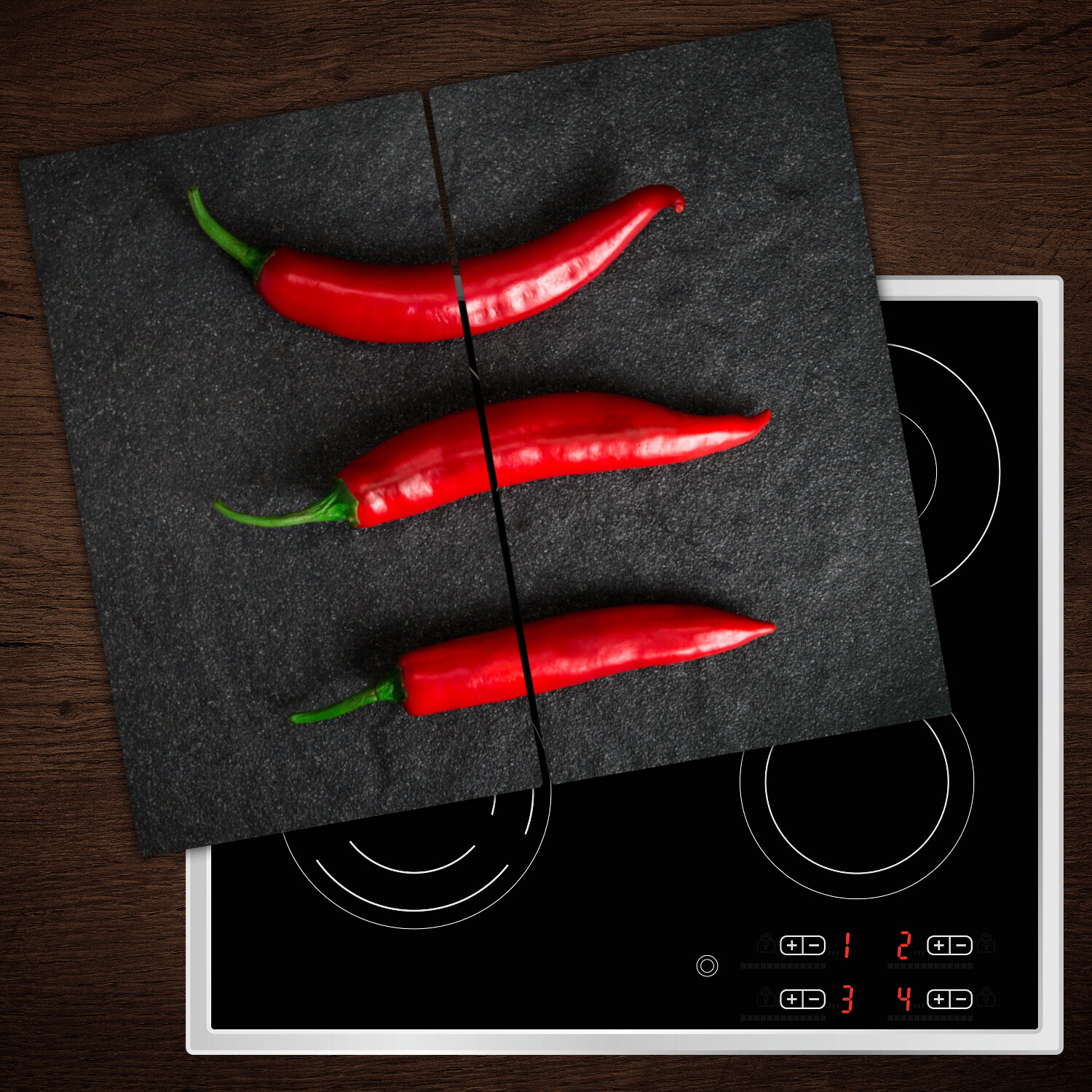 Glass Worktop Saver Ceramic Induction Hob Protector Cover Chili peppers ...