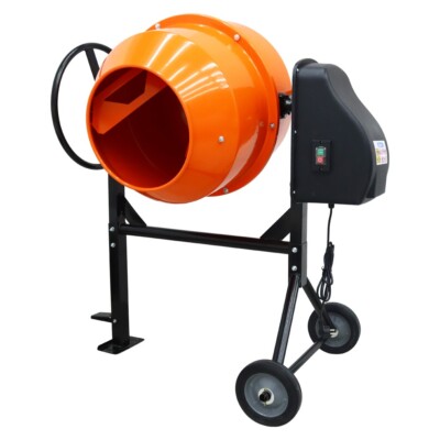 110V Electric Portable Cement Mixer Concrete Mortar Steel Drum 3.7 cu ...