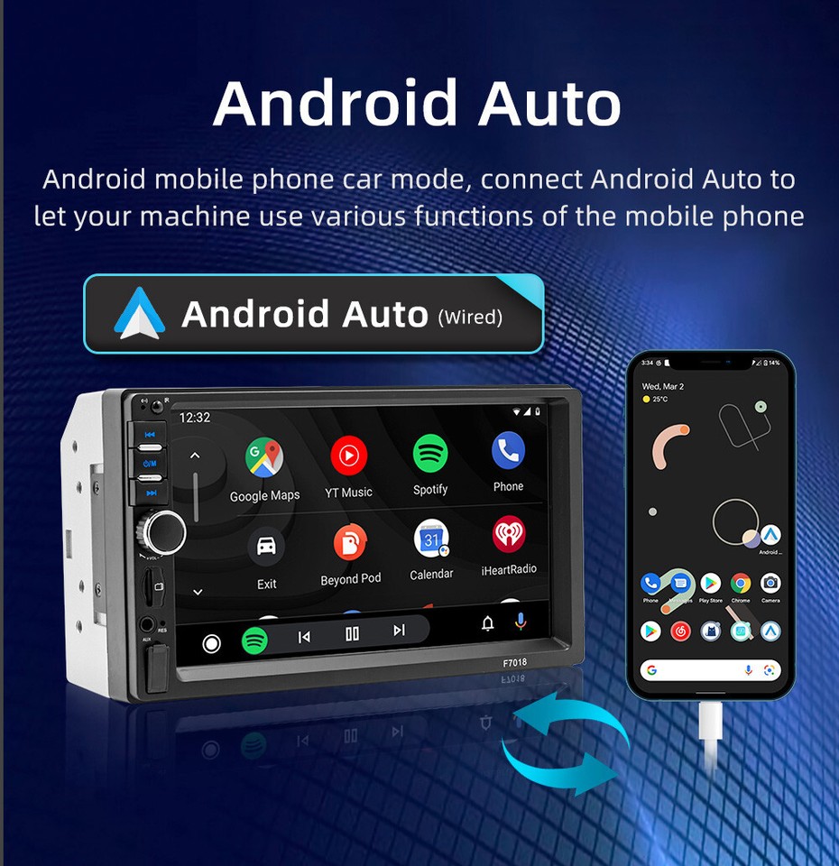 Double Din Car Stereo Touch Screen Radio Bluetooth Player Carplay ...