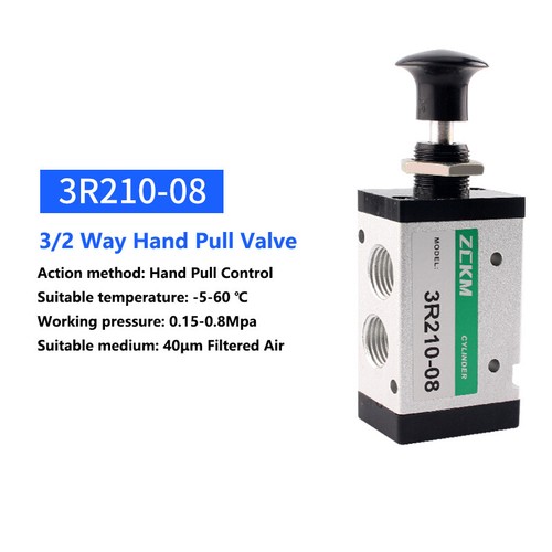 3R210-08 Pneumatic Hand Pull Lever Valve 3/2 Way 1/4 BSP Air Flow ...
