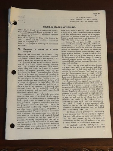 1975 Change 2 to FM 21-20 Physical Readiness Training US Army | eBay
