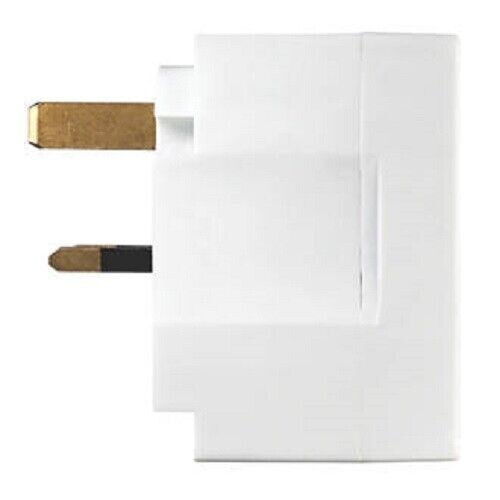 2 Way 3 Pin Socket Household Multi Plug adapter Mains 13 Amp White ...