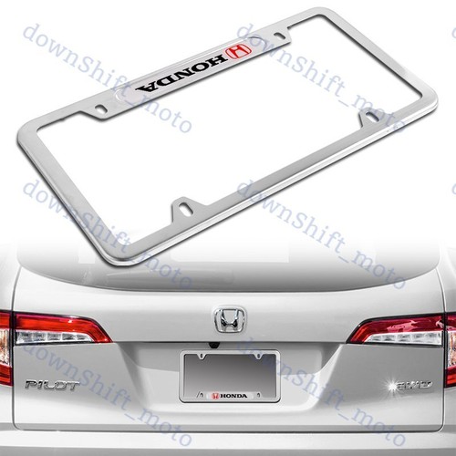 1PCS HONDA LOGO Silver Metal Stainless Steel License Plate Frame NEW | eBay