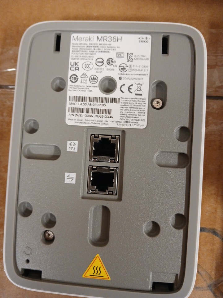 New Cisco Meraki MR36H-HW Wi-Fi 6 2.4/5GHz Wireless Access Point, MR36H ...