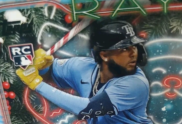 JUNIOR CAMINERO 2024 Topps Holiday RC SP Holiday Variation Candy Cane ...