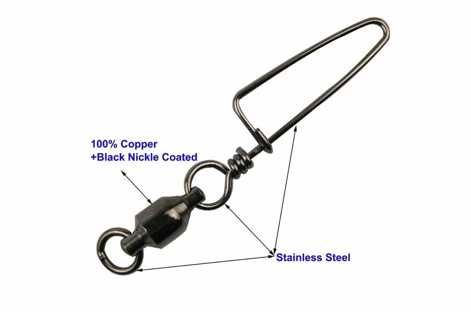 Black Nickle BB Swivel w/ Coastlock Snap: 45lb-440lb #2 #3 #4 #5 #6 ...