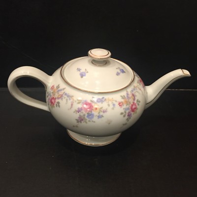 Vintage Thomas Germany Rosenthal Teapot White Floral Gold Trim ...