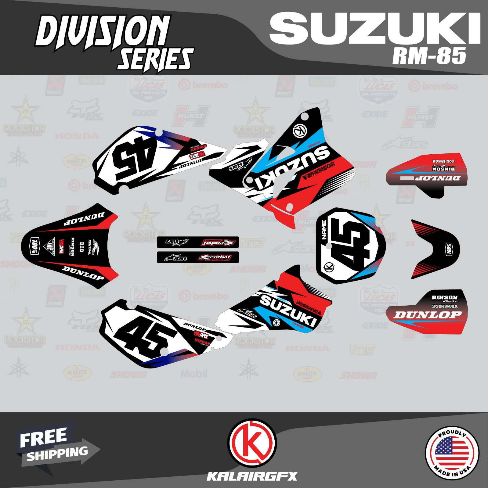 Graphics Decal Kit For Suzuki RM85 (2001-2023) RM 85 Stick Division ...
