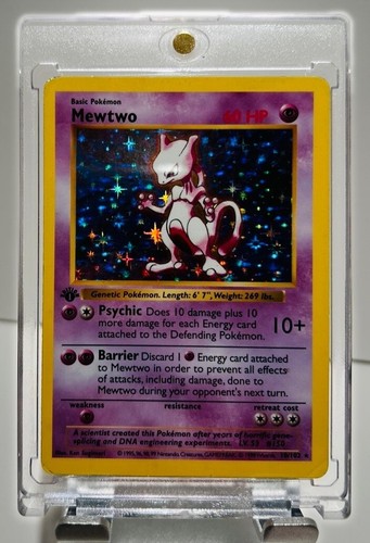 VINTAGE SUPER RARE! Mewtwo 1st Edition Holo Base set 10/102 SHADOWLESS ...