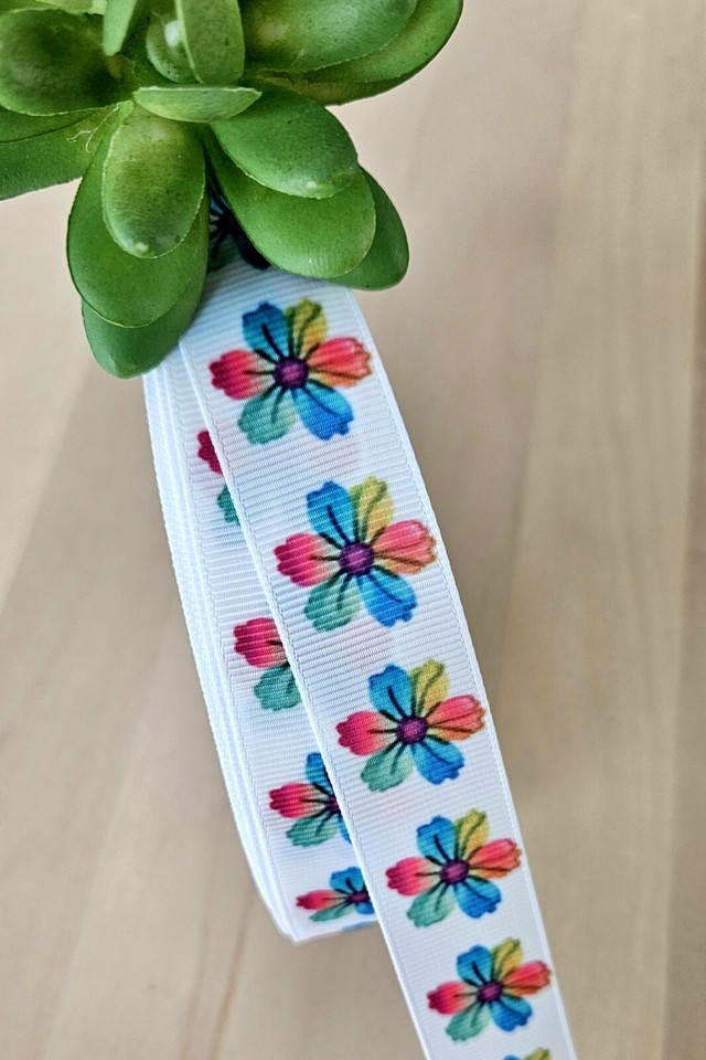 7/8" (1 YD) Floral Grosgrain Ribbon Gift Craft Animal Collar Ribbon | eBay