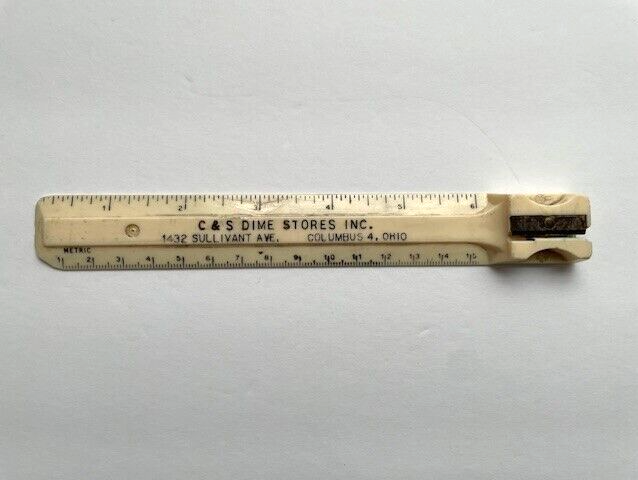 Vtg Plastic Ruler w Sharpener C & S Dime Stores Sullivant Ave ...
