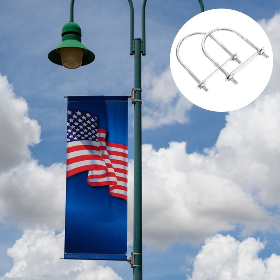 2 Pcs U Shaped Bolt Bracket Flag Mounting Hardware Clamp for Flags ...