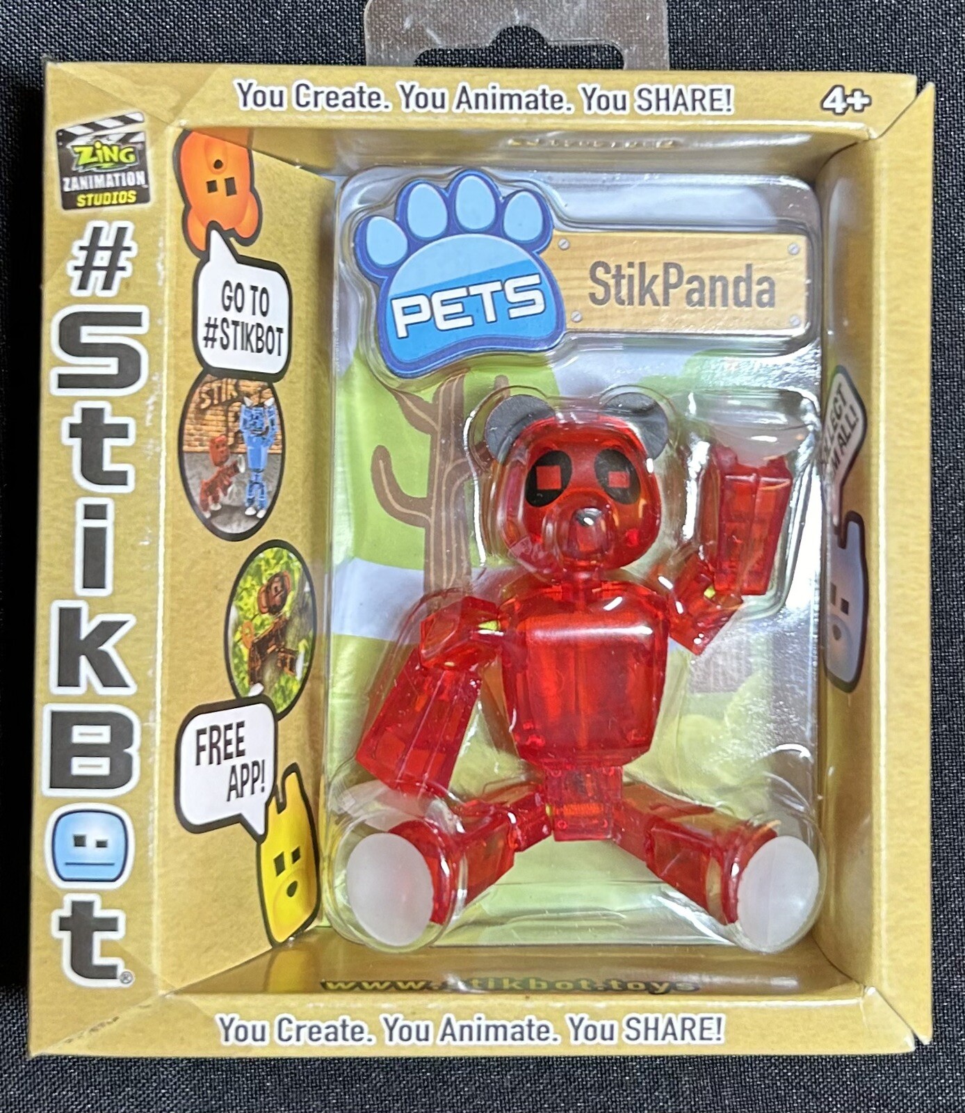 Stikbot StikPanda Translucent Clear Red Figure Zing New | eBay
