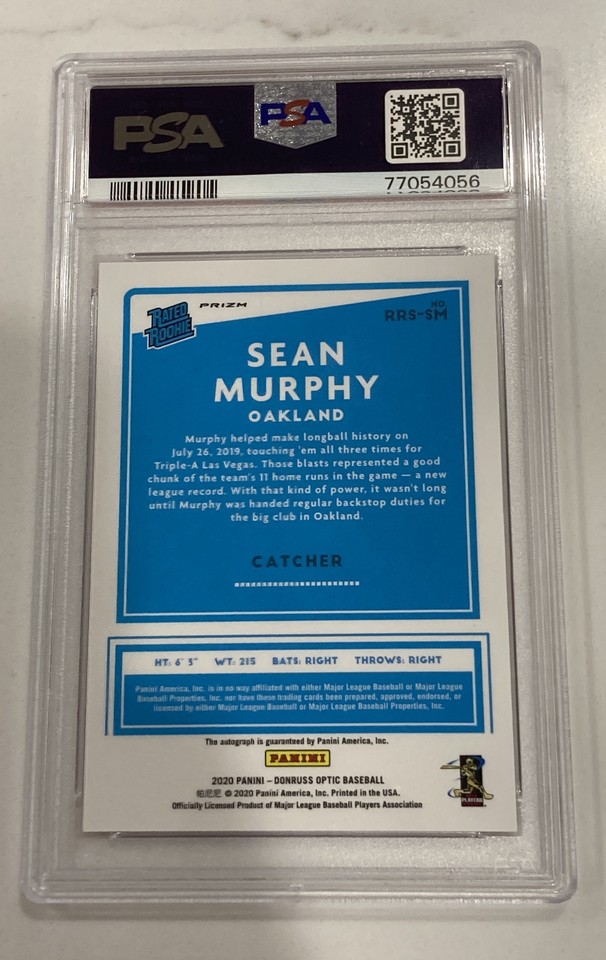2020 Panini Donruss Optic Sean Murphy Auto RC PSA 9 Pink Velocity Prizm ...
