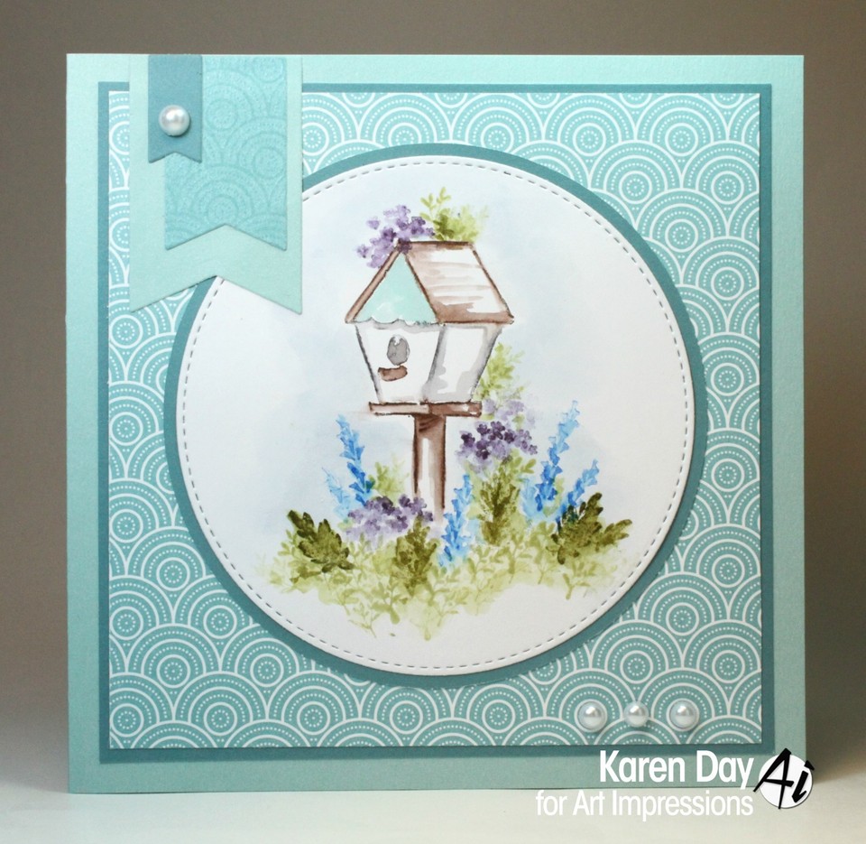 Art Impressions Watercolor Stamp Set Flowers Foliage, Trees, Birdhouse ...