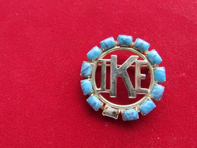 Post WW2 Eisenhower "IKE" Pin Brooch,Turquoise Blue PATRIOTIC 13 Stone ...