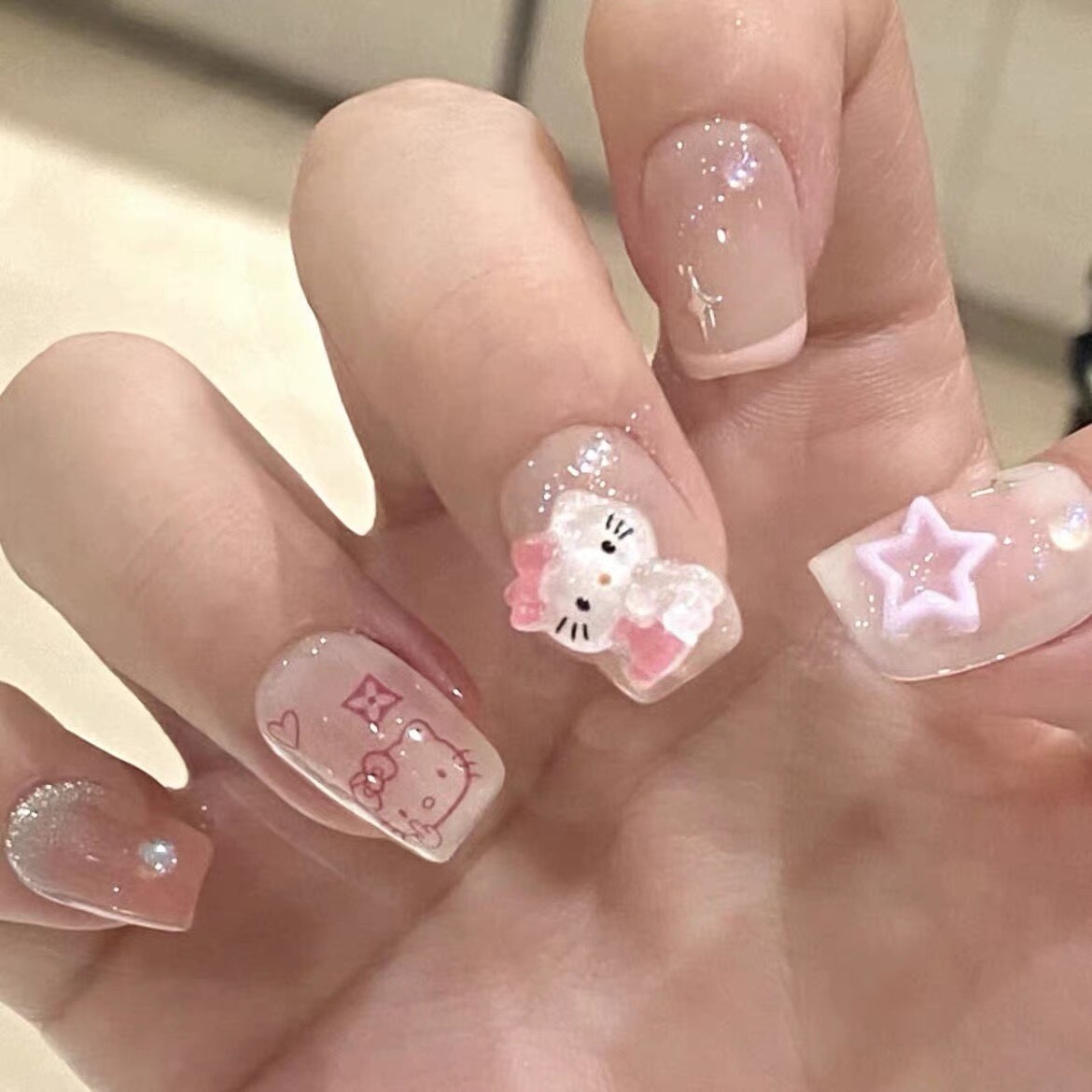 Cute Hello Kitty Acrylic Nails