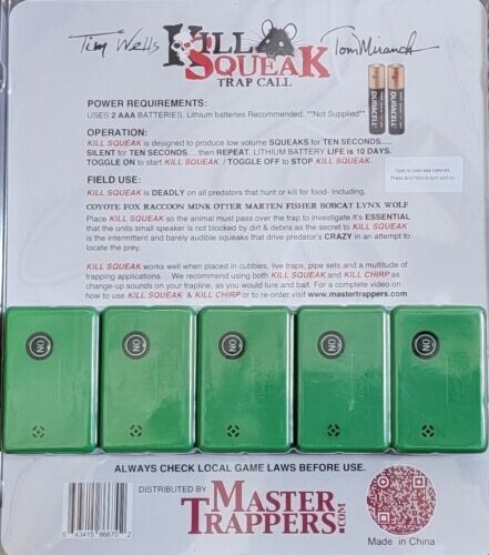 Kill Squeak Trap Call 6 Pack Trapping Supplies Fox Coyote Bobcat | eBay