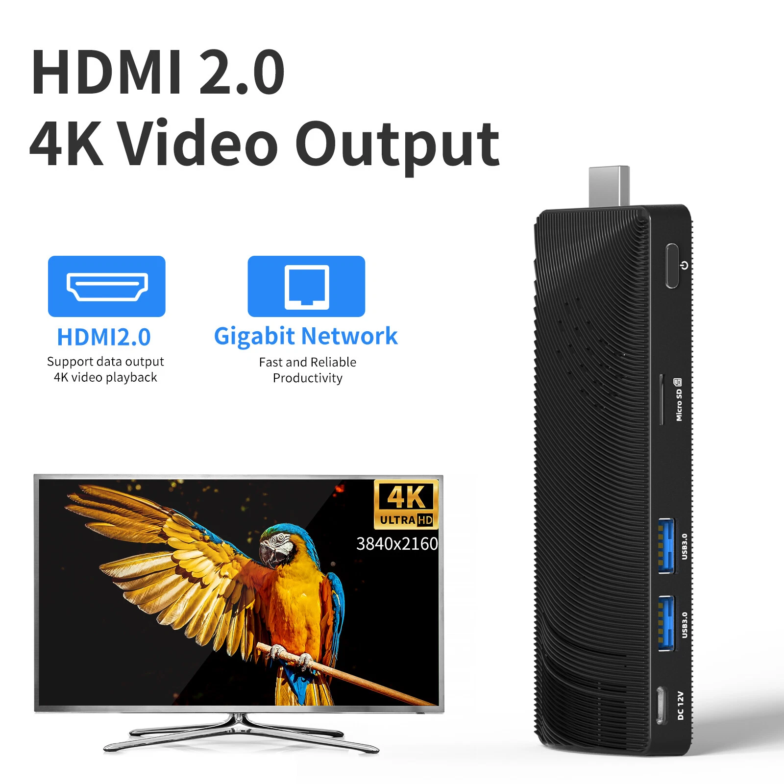 Intel N4200 Mini PC Stick – Windows Computer with 4GB RAM, 64GB eMMC ...