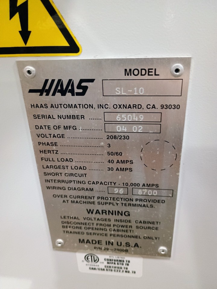 2002 HAAS SL-10 CNC LATHE | eBay