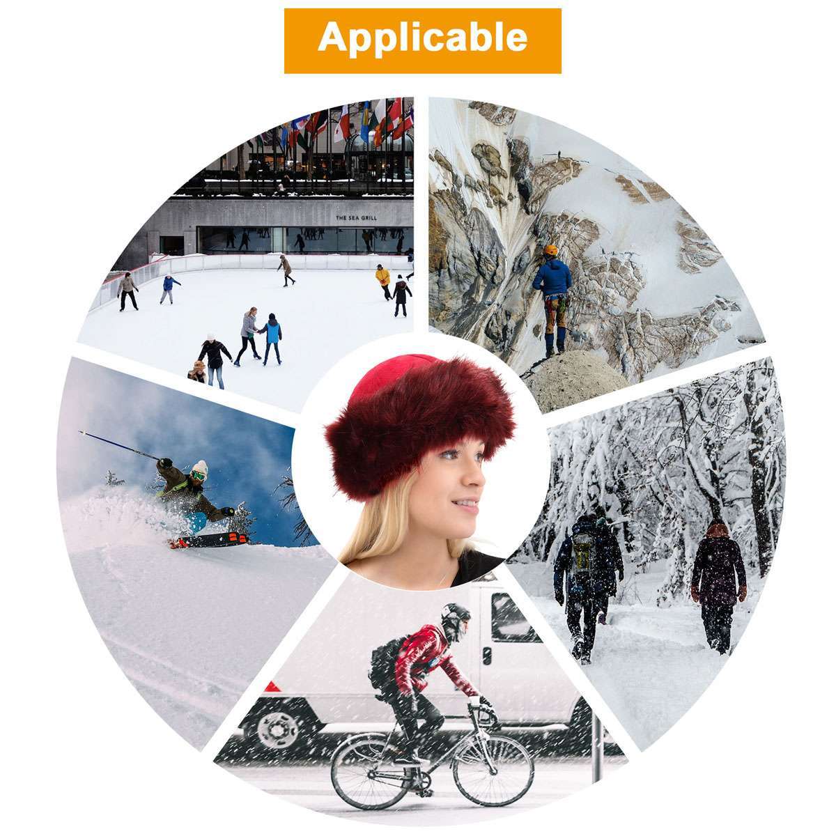 Women Winter Warm Hat Soft Fluffy Faux Fur Trimmed Caps Fashion Beanie ...