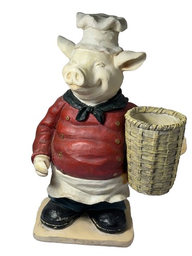 Chef Pig Resin Statue Figure Collectible Kitchen Decor Utensils Holder ...