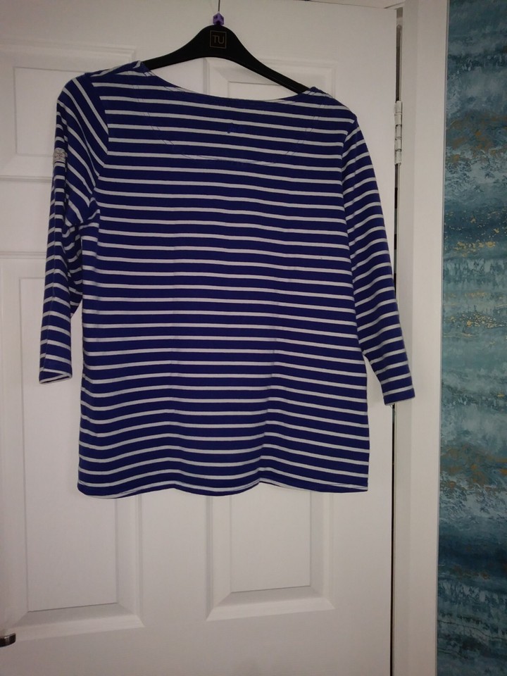 Ladies Joules Mariners Grade Top in Blue & White Size 18 (004) | eBay UK