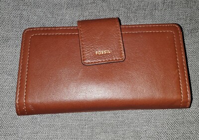 Fossil Madison Slim Clutch Wallet Leather Medium Brown Credit Card ...