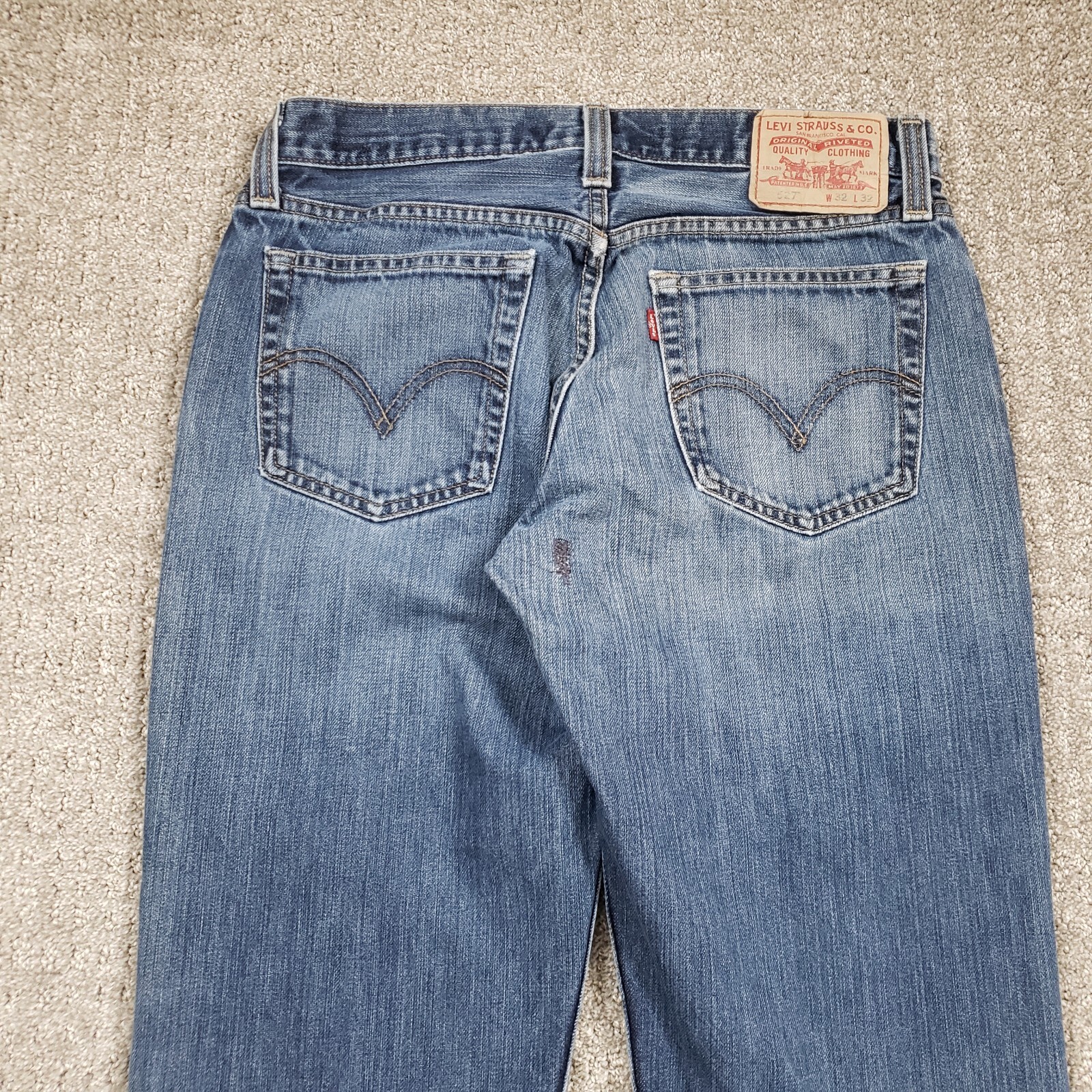 Levis Low Rise Baggy Jeans Y2k 32x32 Blue 527 Bootcut… Gem