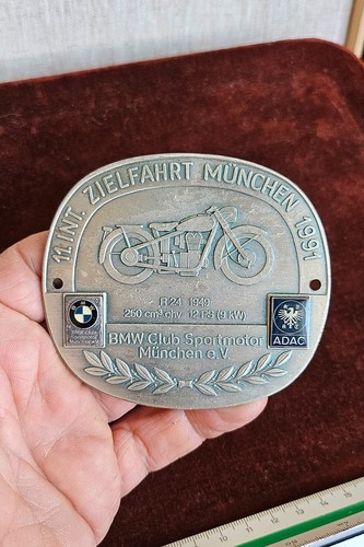 VINTAGE ENAMEL MOTORCYCLE BADGE # BMW RALLY MUNICH BAVARIA 1991 R24 | eBay