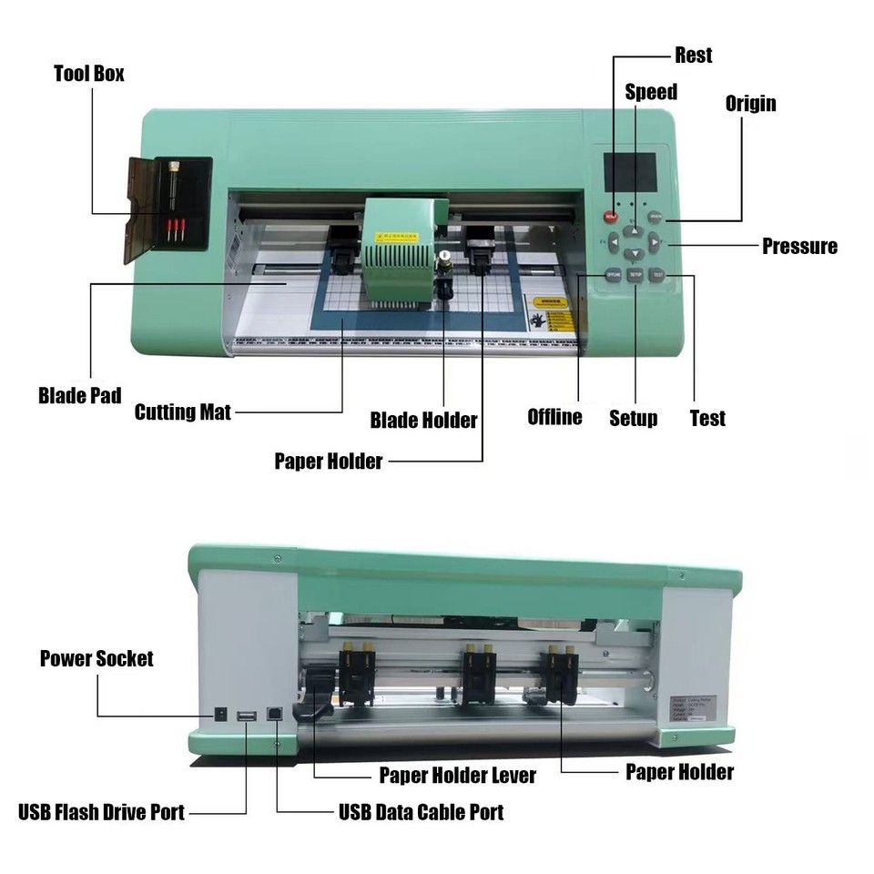 Mini Sticker Cutter A4 Vinyl Cutter Plotter Cutting Machine Contour Cut ...