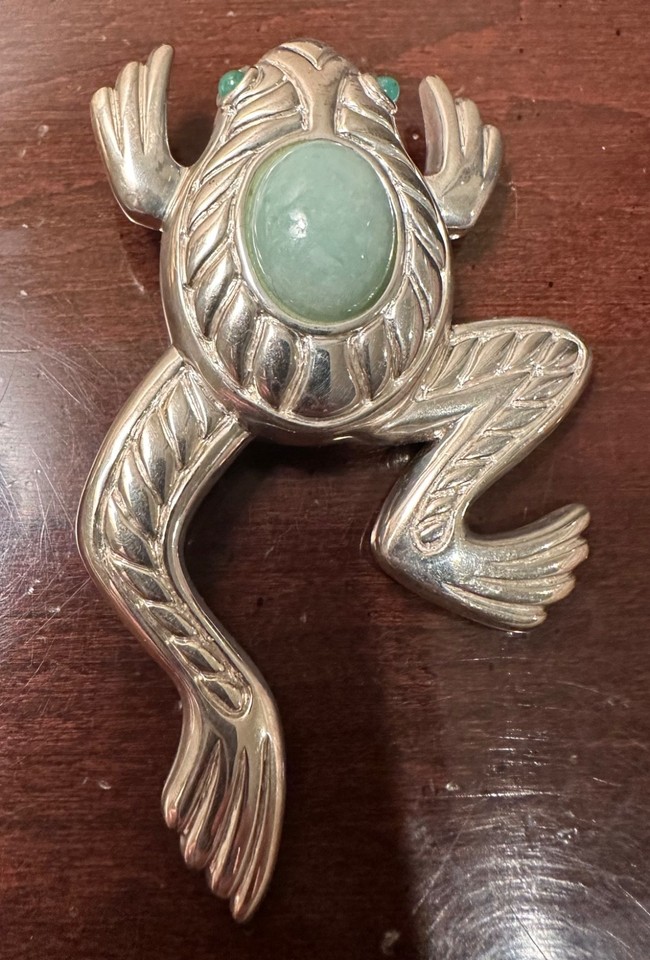 New without tags Judith Ripka Sterling Silver and green frog pin with ...