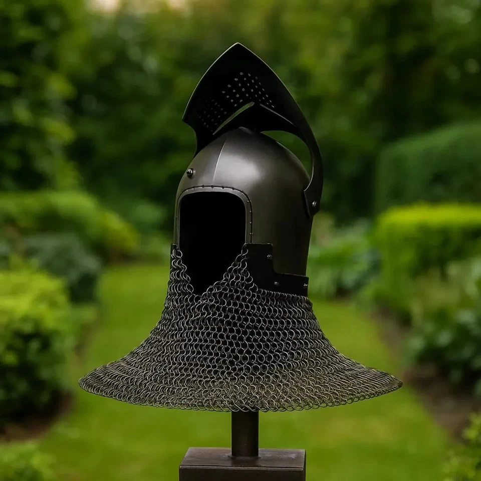 Medieval Spoleto Bascinet Helmet 16 Gauge Steel Knight Armor Christmas ...