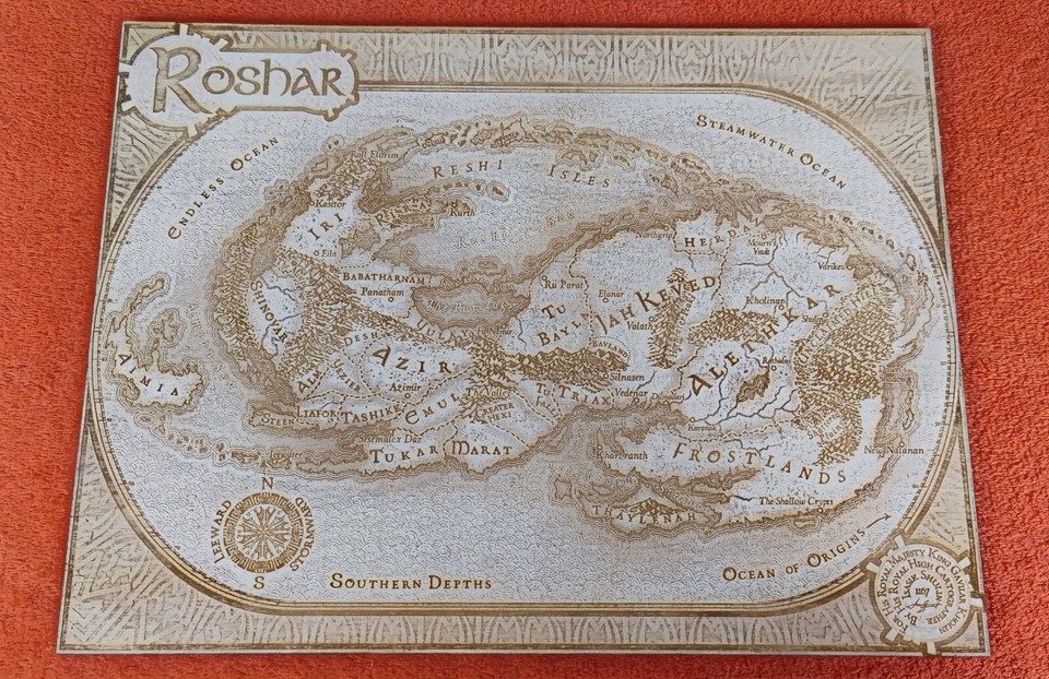 Laser engraved map of Roshar v2 from The Stormlight Archive by B ...