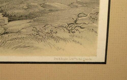 1842 Whitby Abbey Church, Yorkshire Lithograph of Queen w/ Burled ...