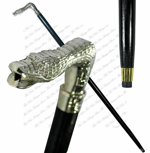 Silver Brass Snake / Dragon Head Handle Handmade Wood… - Gem