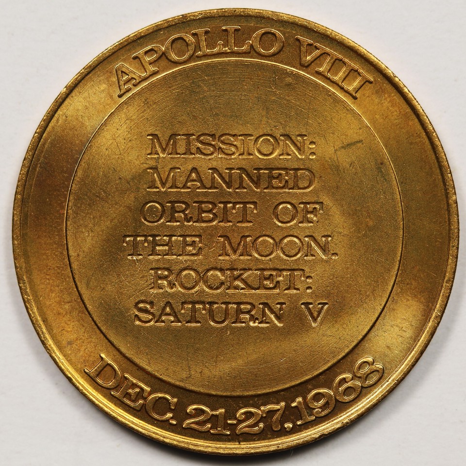 December 21-27 1968 Apollo VIII Bronze Coin Medal NASA Saturn V | eBay