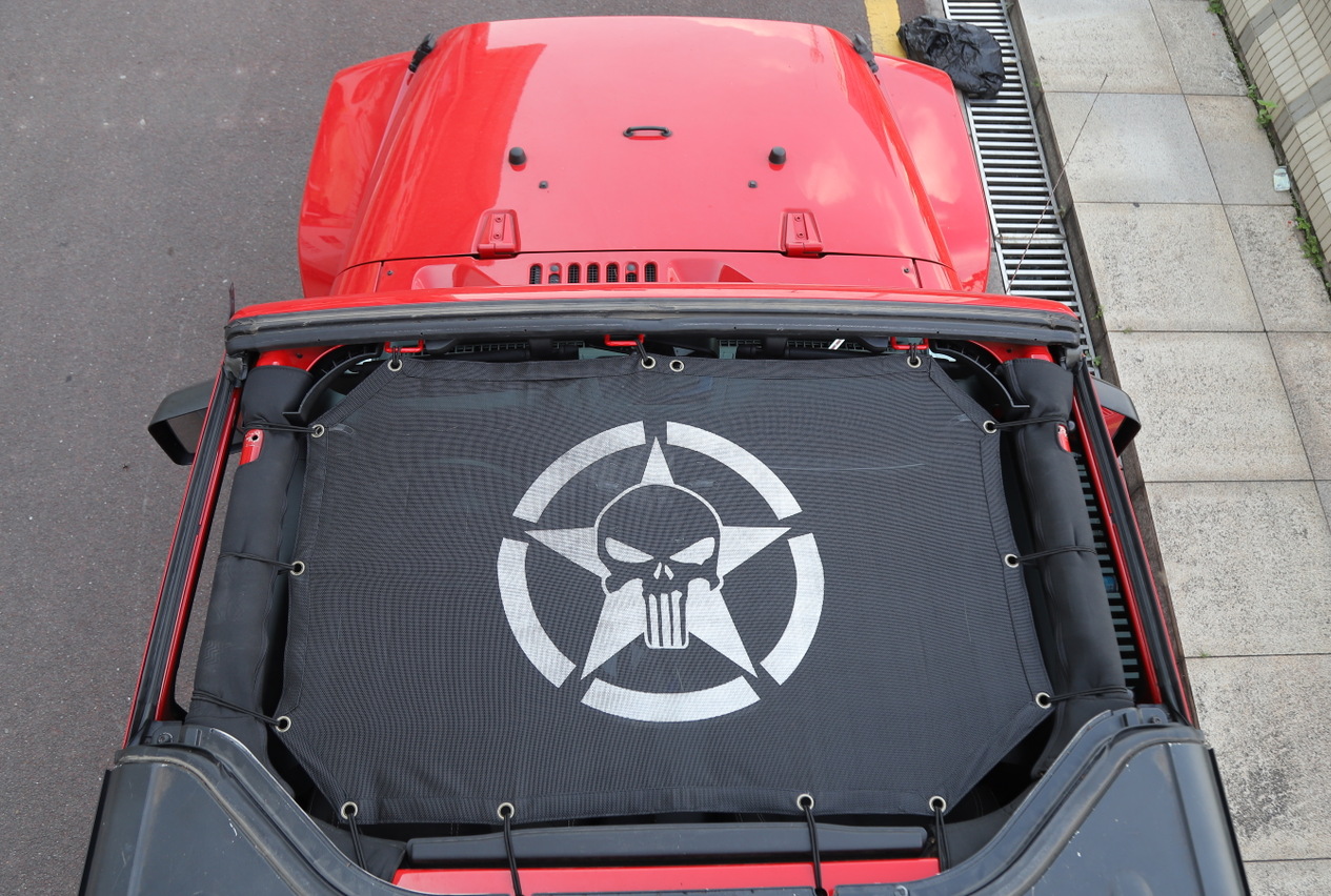 Car Sun Shade Top Cover UV Protection Star Skull Roof Mesh For Jeep ...