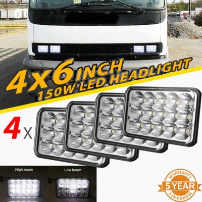 4x 5x6" 4X6" LED Headlight Bulbs 150W High Low Clear Sealed Beam for ...