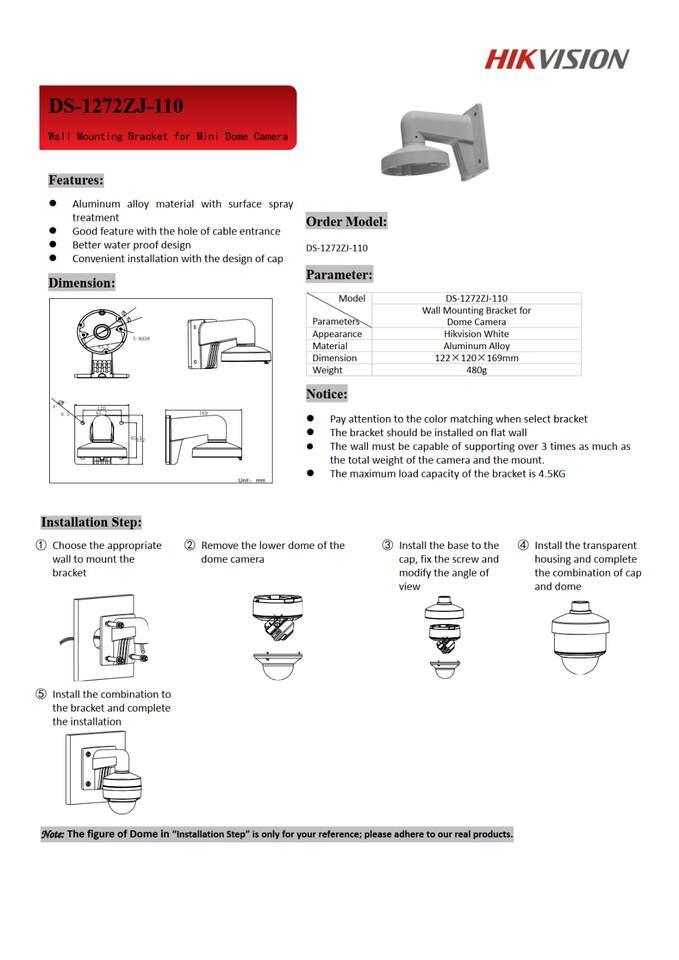 Hikvision DS-1272ZJ-110 Black Wall Mount Bracket for Security IP ...